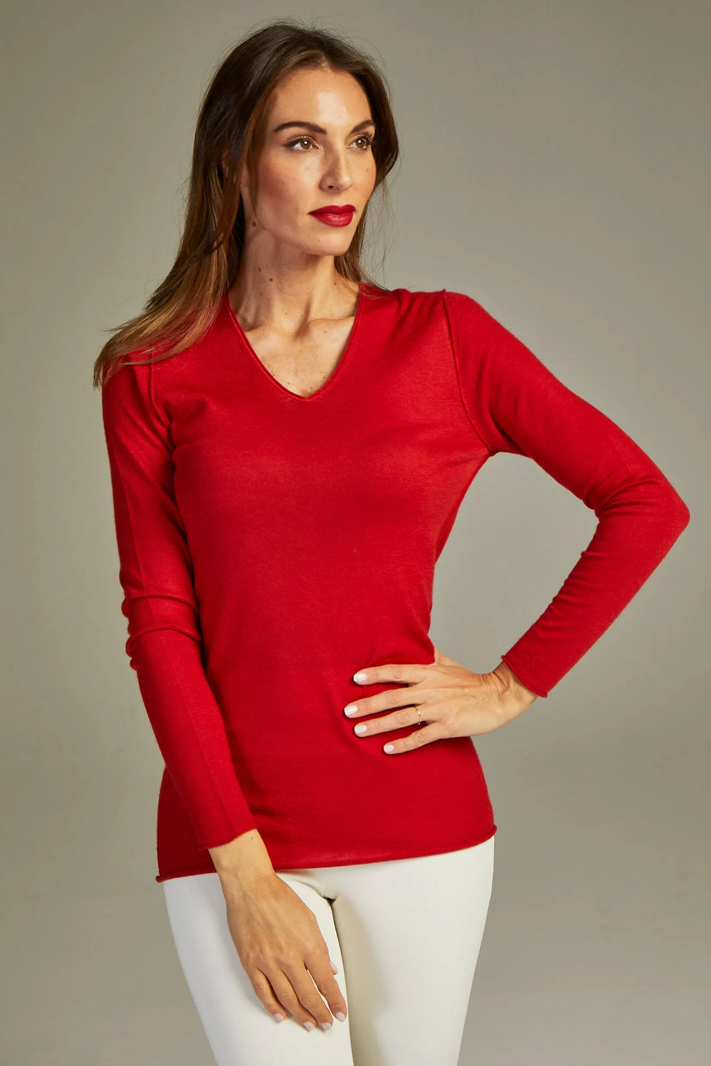 Fit Cashmere Sweater Red – Ama Pure